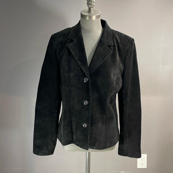 Danier | Jackets & Coats | Large Danier Suede Leather Classic Black Blazer Quality Staple Piece ...